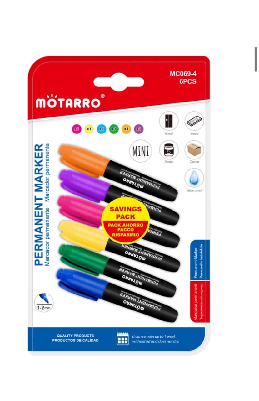 Buy Motarro Permanent Marker 6 pcs Online | Carrefour UAE