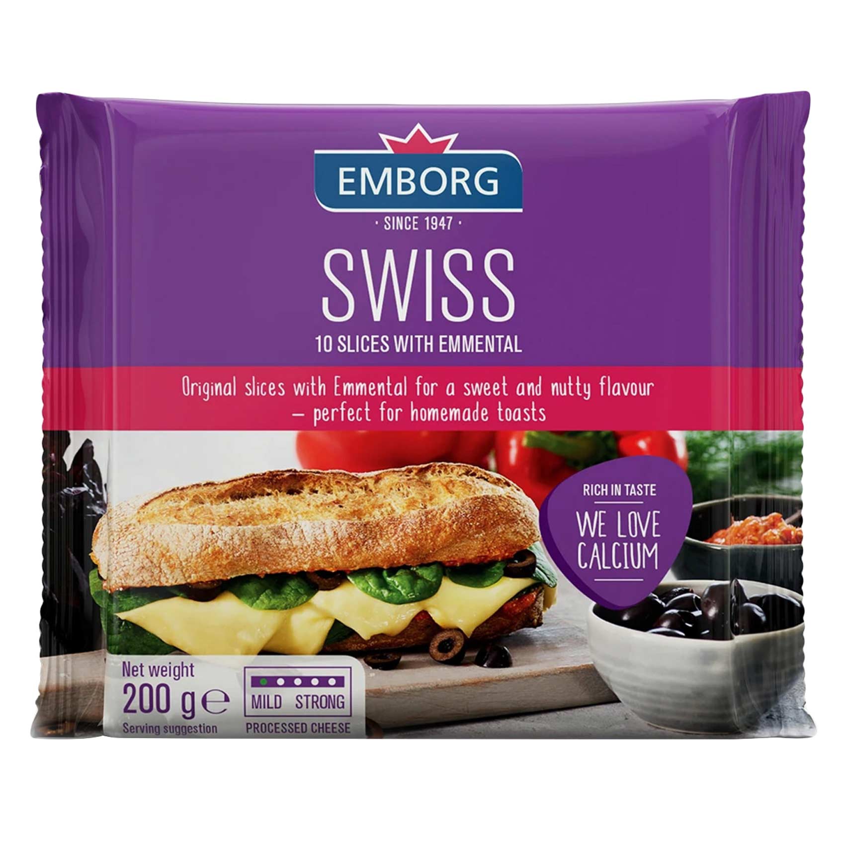 Emborg Processed Sliced Cheese Swiss Emmental 200g
