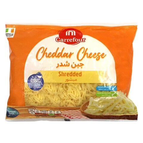 Buy Carrefour White Shredded Cheddar Cheese 250g Online | Carrefour KSA