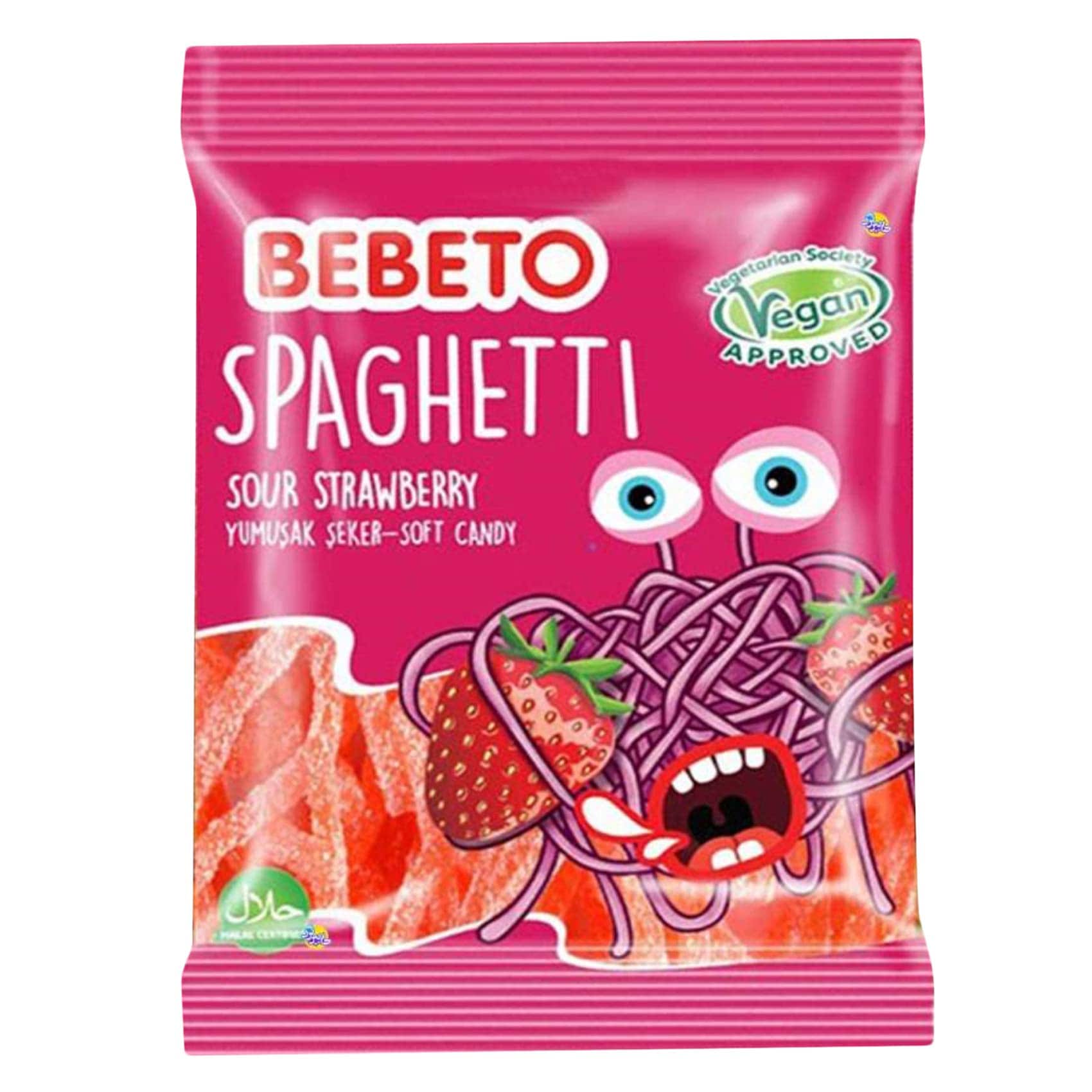 Buy Bebeto Spaghetti Sour Strawberry Candy 60g Online | Carrefour Lebanon