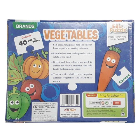 Buy Brands EDU Vegetable Self Correcting Puzzle Set Online | Carrefour ...