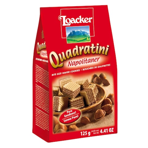Buy Loacker Quadratini Napolitaner Bite Size Hazelnut Wafer Cookies ...