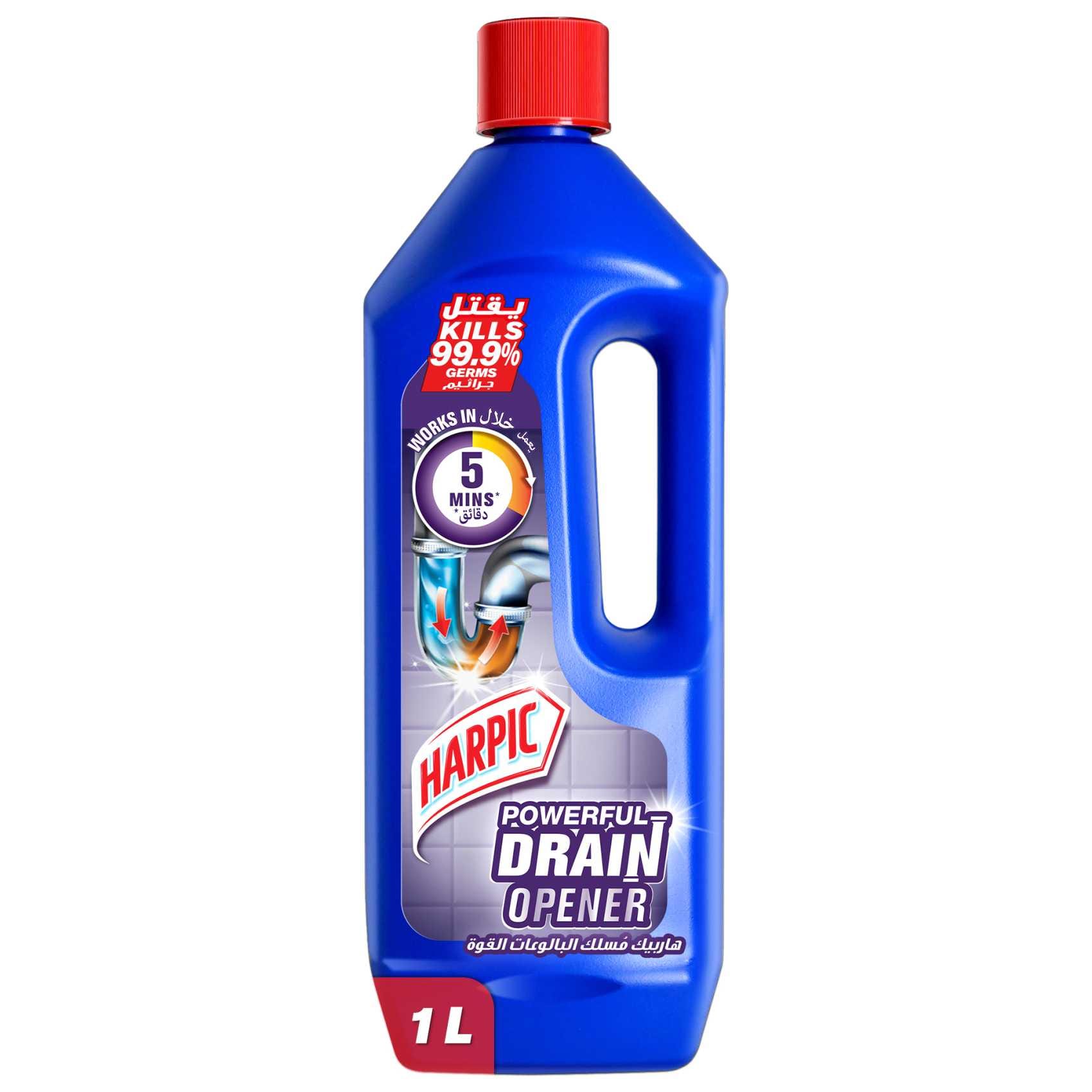 Buy Harpic Powerful Drain Opener Gel for Bathroom Basins Toilet Kitchen Drains 1L Online Carrefour Kuwait