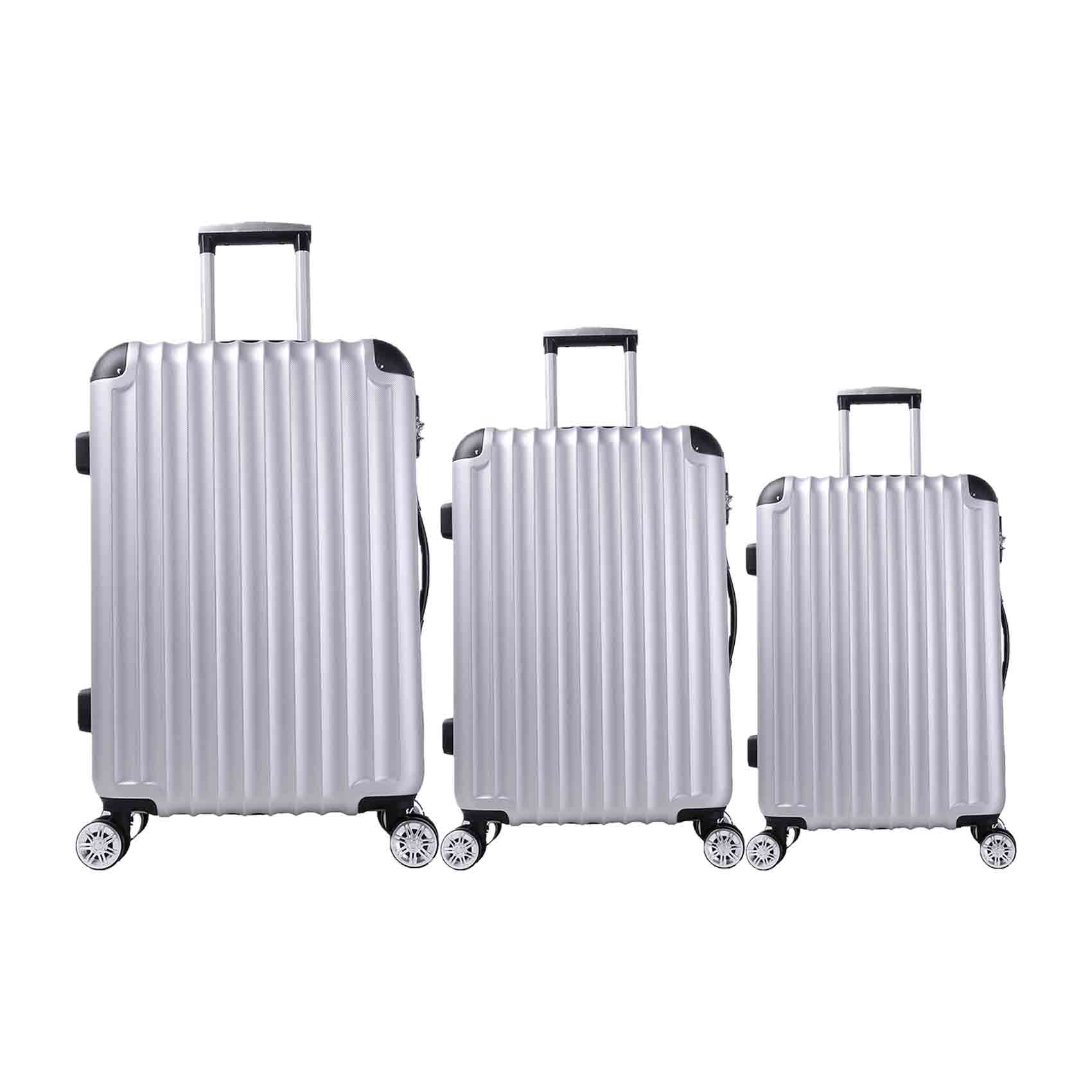 Buy Mychoice ABS Hardside Trolley Bag Set 3 Pieces Silver Online ...