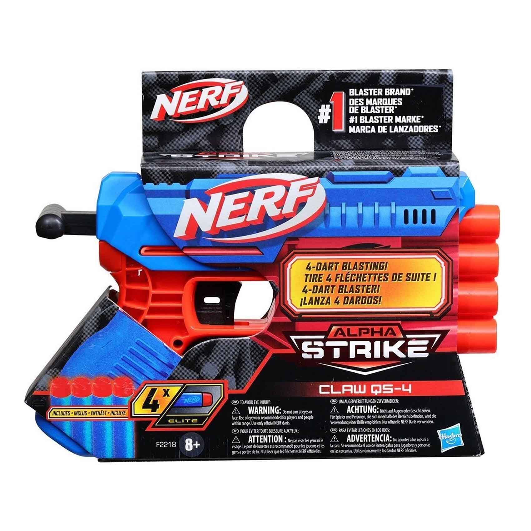 Buy Hasbro Nerf Alpha Strike Claw QS-4 Blaster with 4 Elite Foam Darts ...