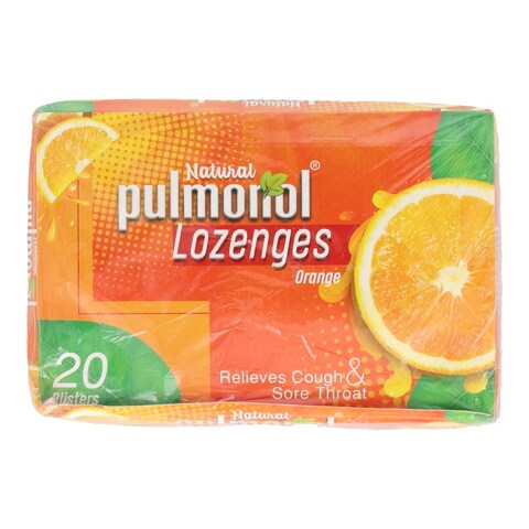 Buy Natural Pulmonol Lozenges Orange Relieves Cough & Sore Throat 20 ...