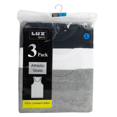 Buy Lux Athletic Sport Vest For Men Large 3 Pieces Online | Carrefour Kenya