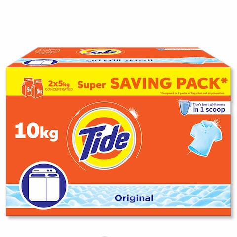 Buy Tide Semi-Automatic Laundry Detergent Powder Original Scent 10kg Online | Carrefour KSA