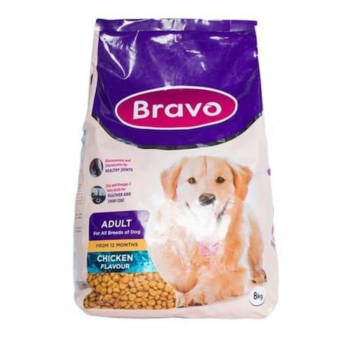 Buy Bravo Chicken Flavour Adult Dog Food 8Kg Online | Carrefour Kenya