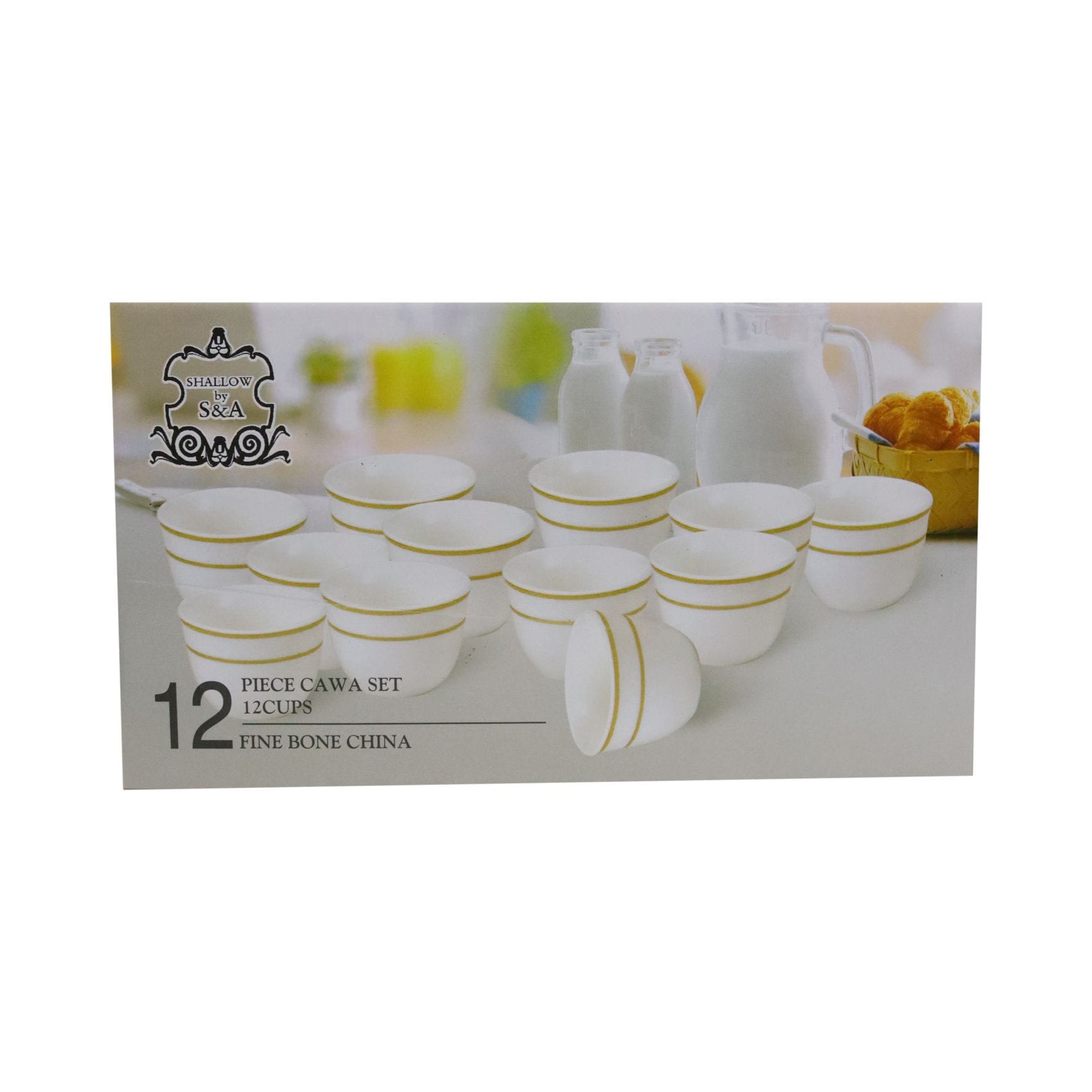 تسوق شالو أس أند أي كوب قهوة بالخزف الصيني 70 ملل 12 قطعة - أبيض، ذهبي ...