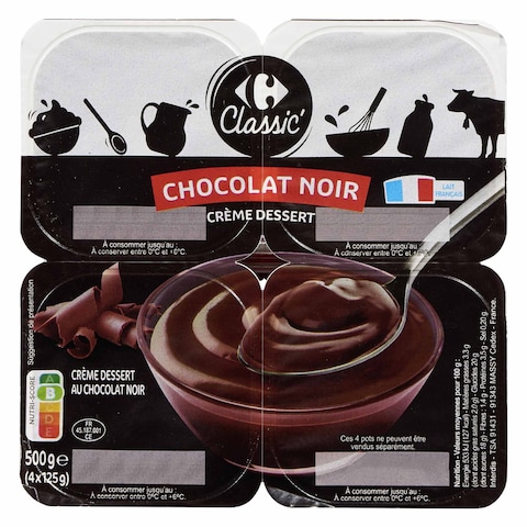 Buy Carrefour Classic Dark Chocolate Dessert Cream 125g x Pack of 4 ...