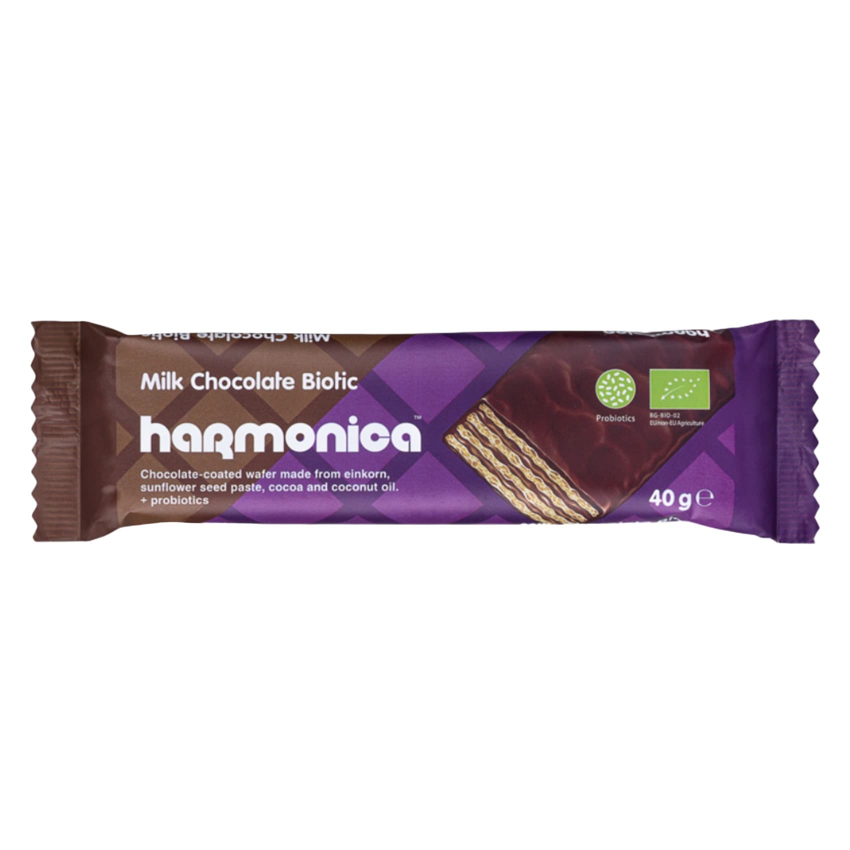 Buy Harmonica Organic Chocolate Coated Wafer 40g Online | Carrefour KSA