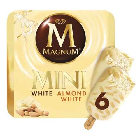 Buy Magnum Mini White Chocolate Almond Ice Cream Stick 60ml x 6 Pieces ...