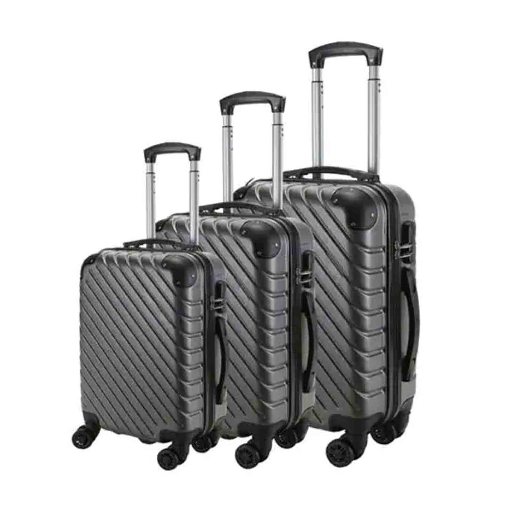 Buy Mychoice ABS Hardside Trolley Bag Set 3 Pieces Grey Online ...