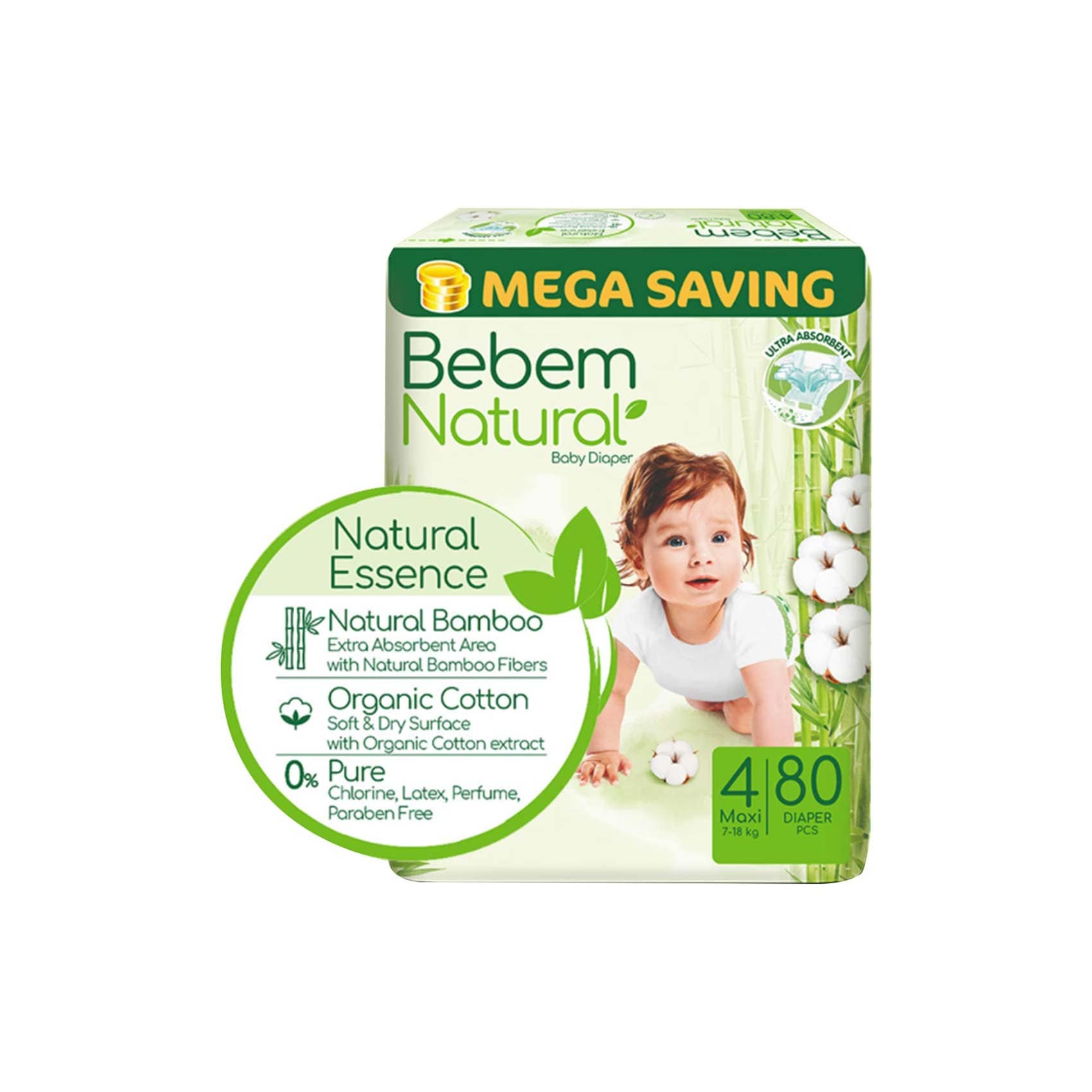 Buy Bebem Natural Baby Diapers - Size 4 Maxi - 80 Diaper Online ...