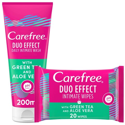 Carefree Duo Effect Intimate Wash Green Tea And Aloe Vera Clear 200ml ...