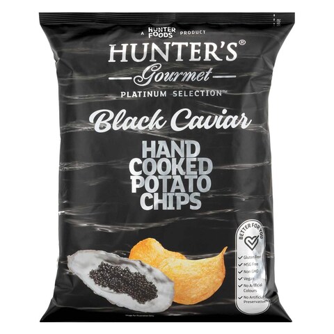 Buy Hunter's Gourmet Black Caviar Hand Cooked Potato Chips 125g Online ...