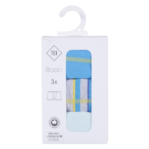Buy TEX Basic Fancy Boxers For Men 10-12 Years 3 Pieces Turquoise/Grey ...
