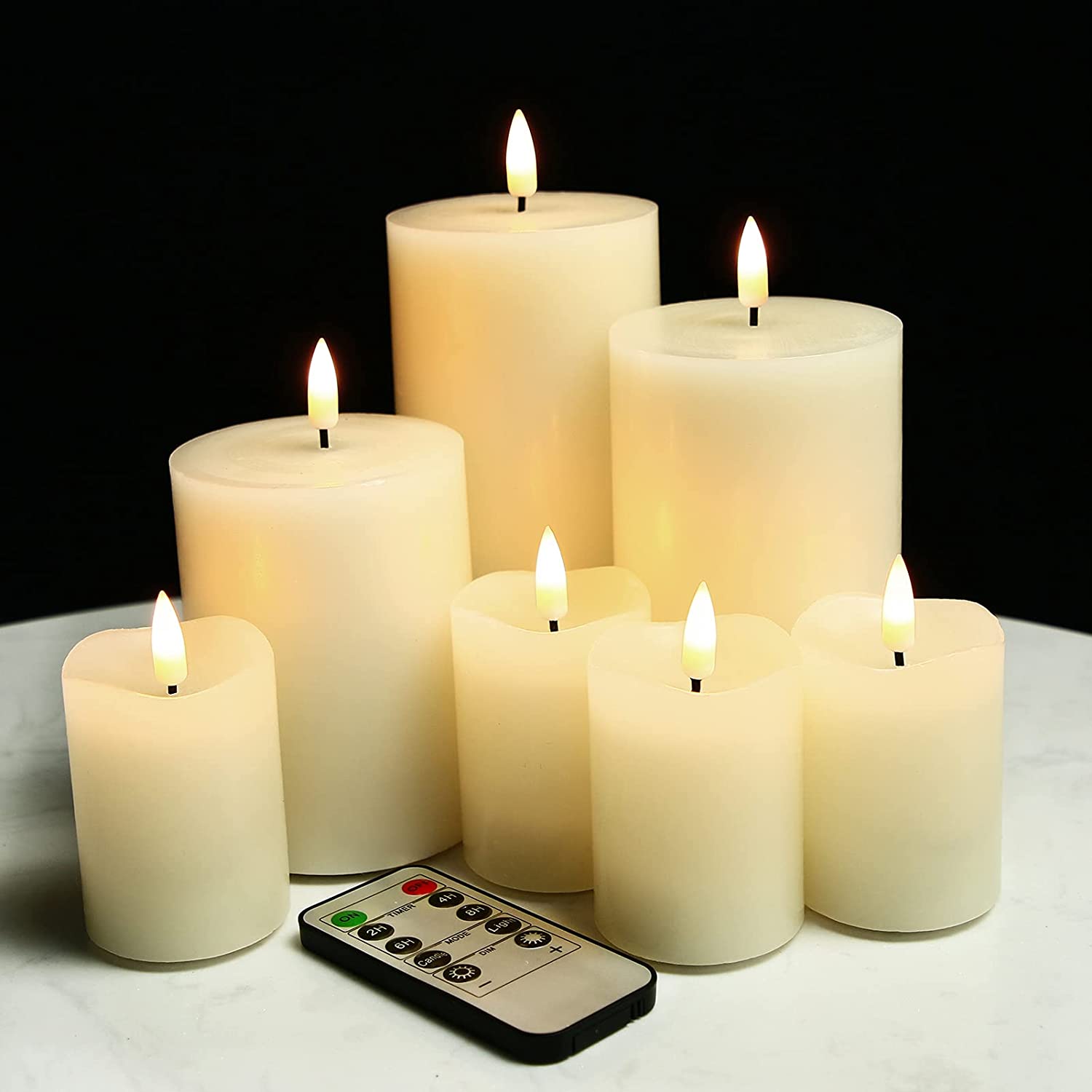 Buy Eywamage Flameless Votive Pillar Candles With Remote Batteries ...