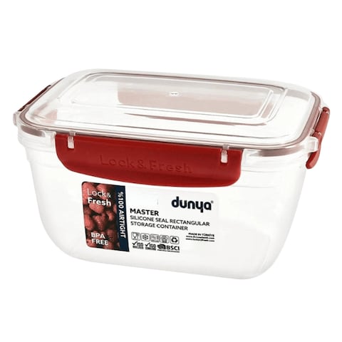 Buy Dunya 30864 Master Rectangular Food Storage Container 3000ml Red ...