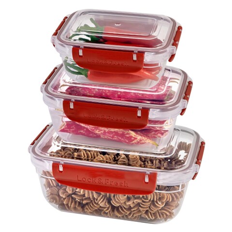 Buy Dunya 30817 Master Rectangular Food Storage Containers 3 Pieces Red ...