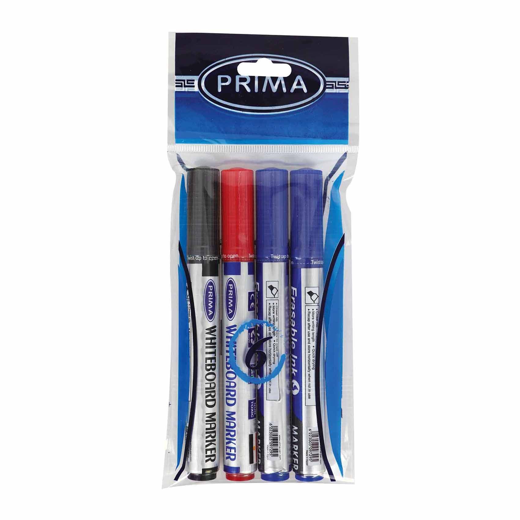 Buy Prima Assorted Whiteboard Marker - 4 Markers Online | Carrefour Egypt