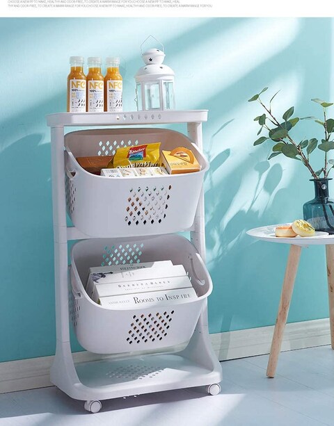 Littlesun Laundry Basket With Casters 2/3 Layer Rolling Laundry Sorter ...