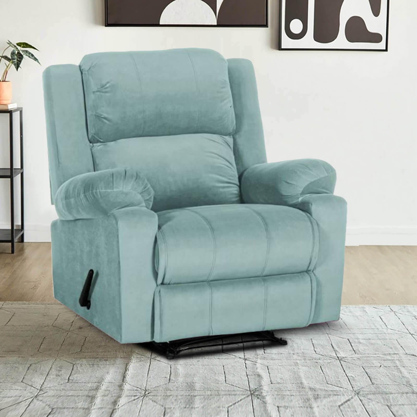 Buy In House Velvet Rocking Recliner Chair - Light Turquoise - AB02 ...